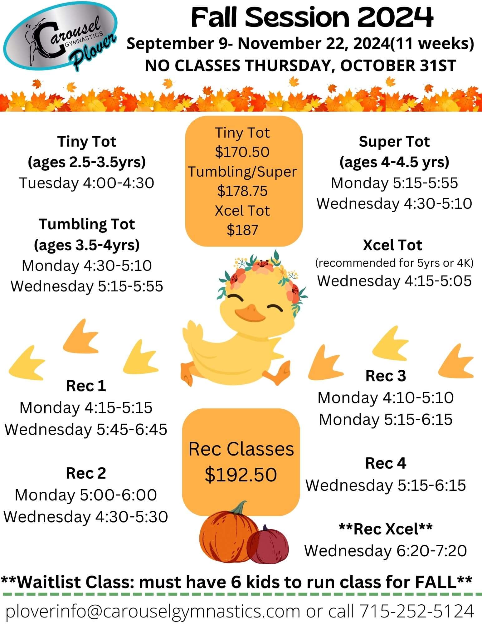 Carousel Gymnastics Plover Schedule – Carousel Gymnastics